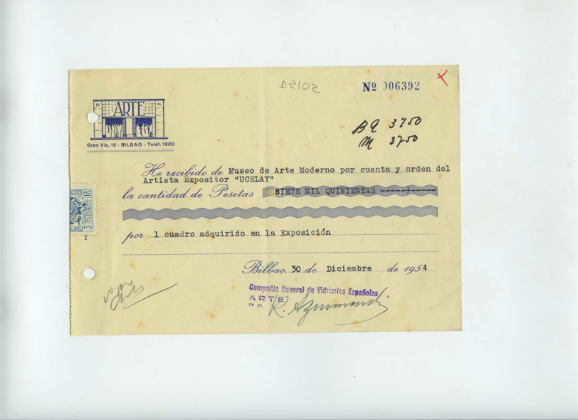 30 de diciembre de 1954. R. Azurmendi de la Sala Arte, declara haber ...
