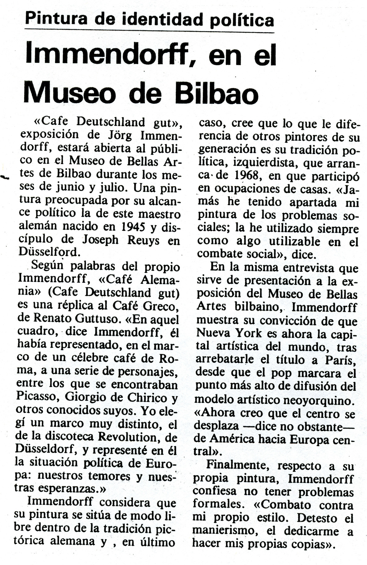 Jörg Immendorff. “Café Deutschland gut” - Bilbao Museoa