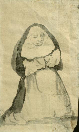 Monja arrodillada orando - Mis Museos
