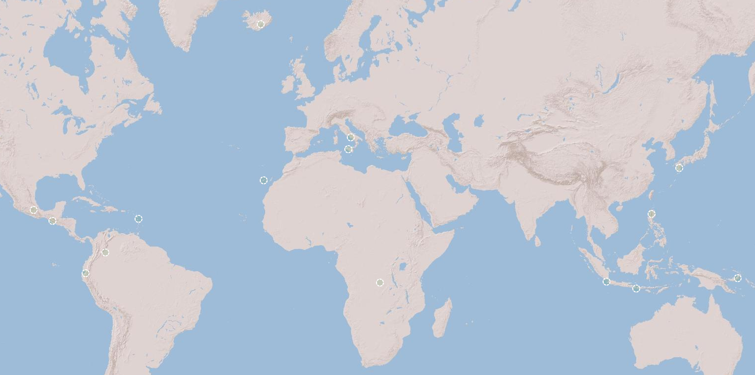 Mapa para jugar. ¿Cómo se llama? Volcanes del mundo - Mapes interactius